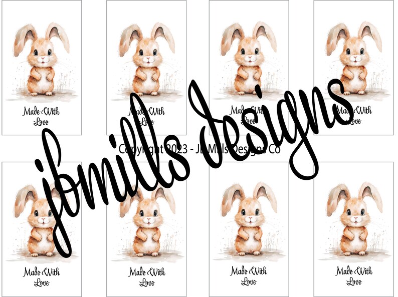 Rabbit Gift Tags, Printable Christmas Favor Tags (PDF Download) - Etsy