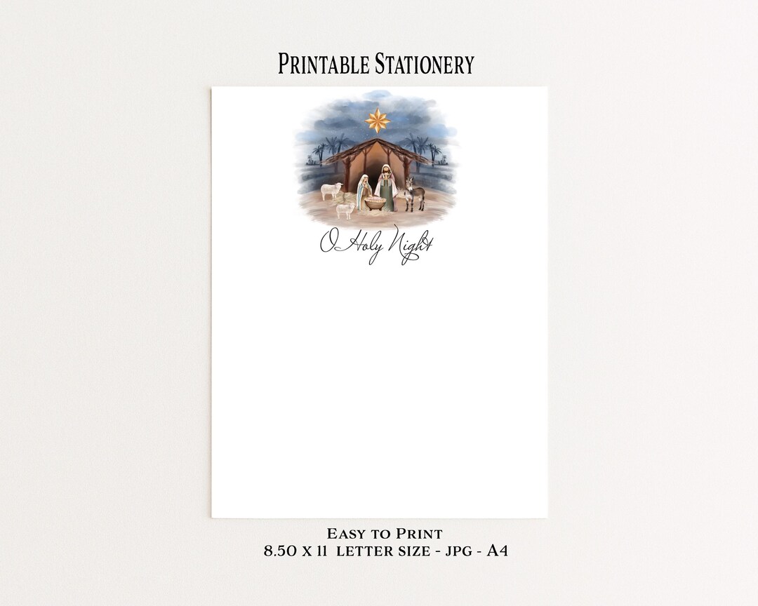 Christian Christmas Stationery, Nativity Writing Paper, Manger Scene ...