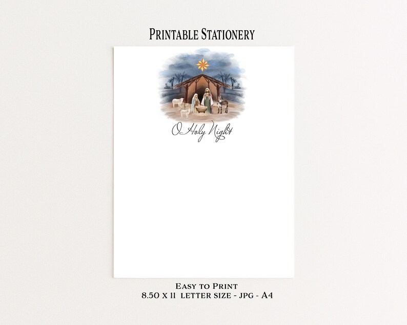 Christian Christmas Stationery, Nativity Writing Paper, Manger Scene ...