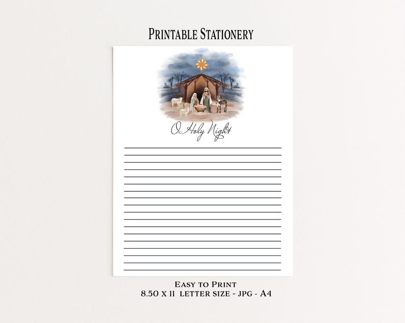 Christian Christmas Stationery, Nativity Writing Paper, Manger Scene ...