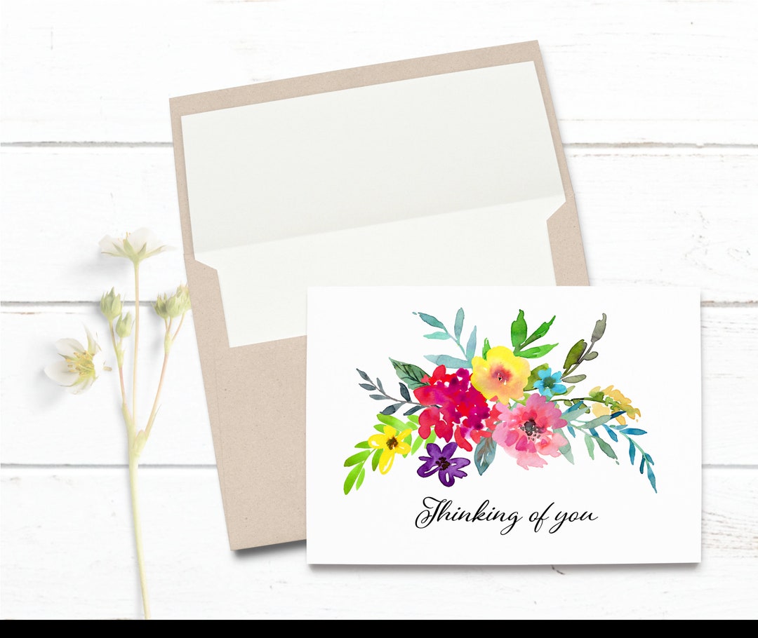 Thinking of You Printable Card, Floral Card, Love Card, Birthday Card ...