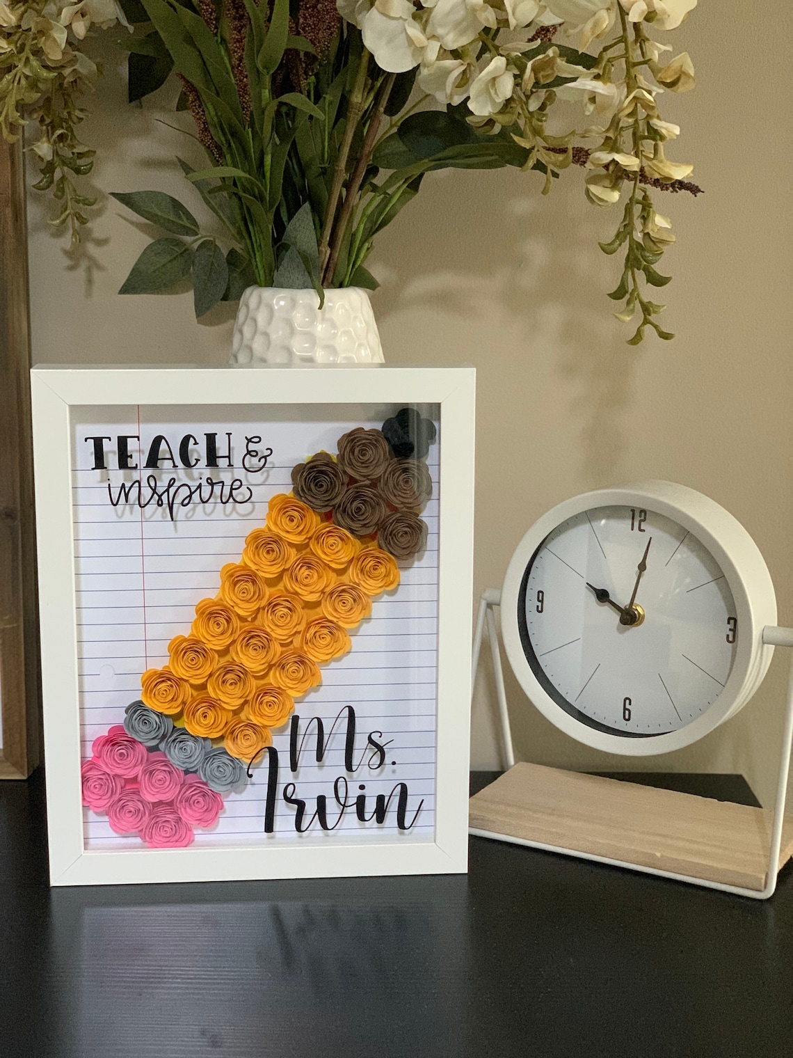 Pencil Shadow Box, Teacher Shadow Box, Teacher & Inspire - Etsy