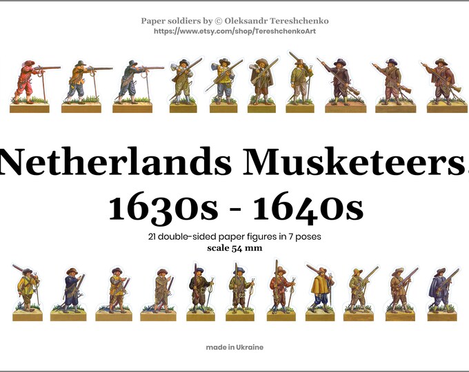 Netherlands Musketeers 1630s 1640s_in 54mm Scale_paper - Etsy