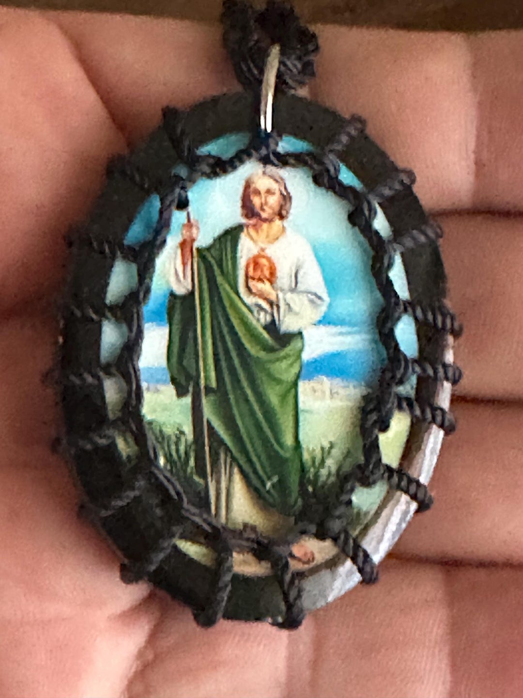 Black St. Jude Scapular, Made of Wood and Thread. Measures ...