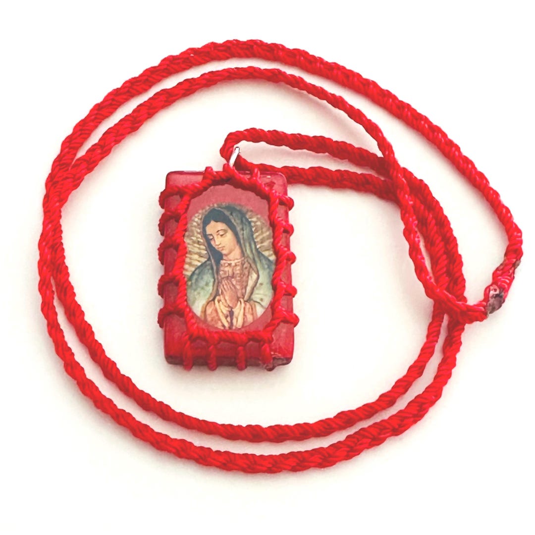 Red Scapulars With the Image of the Virgin of Guadalupe, Made With ...