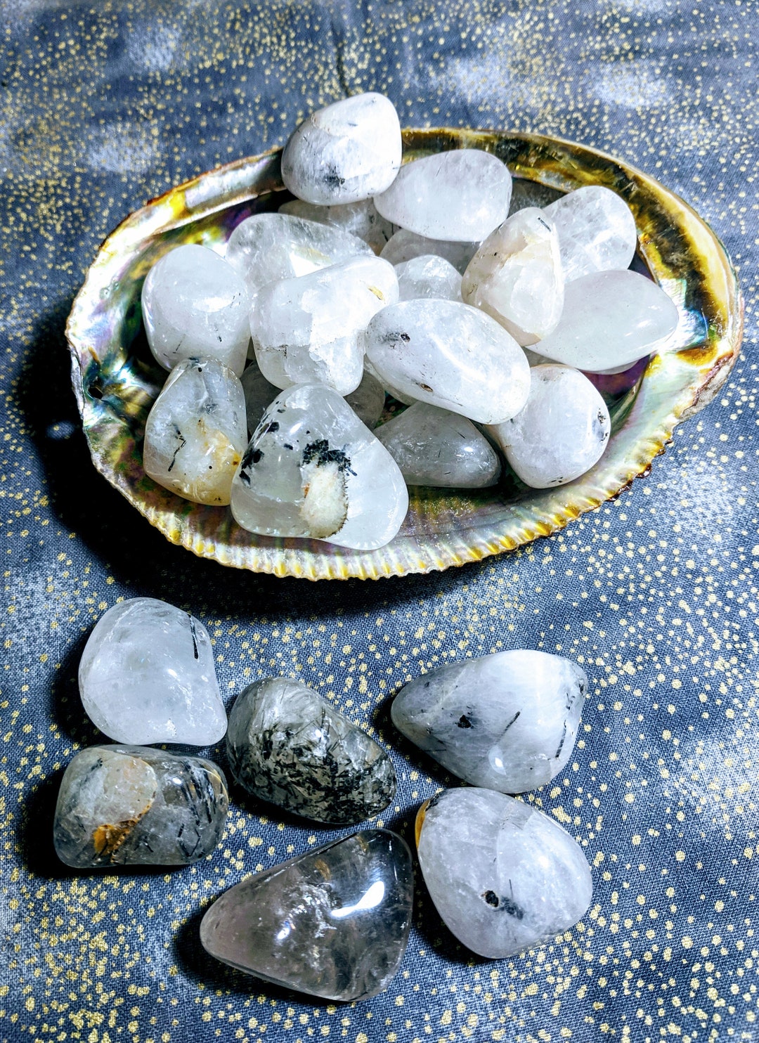 Tourmalined Quartz Tumbled - Etsy