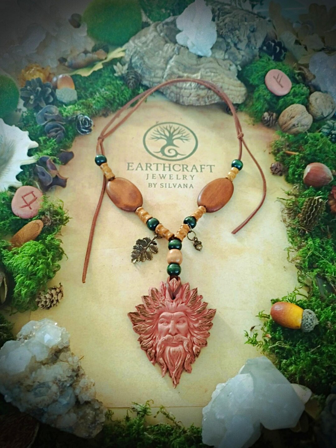 Forest Guardian Green Man Necklace Beltane Jule Season Celebration ...