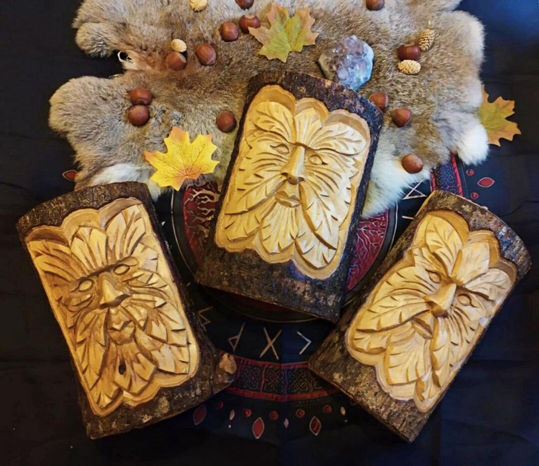 Green Man Pan Pagan God Altar & Wall Decoration Carved in Wood ...