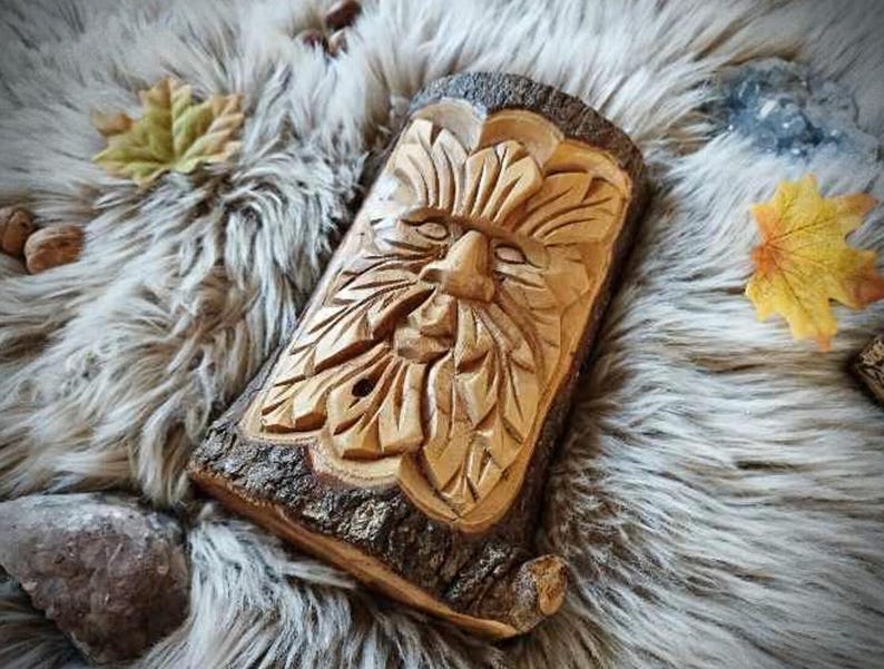 Green Man Pan Pagan God Altar & Wall Decoration Carved in Wood ...