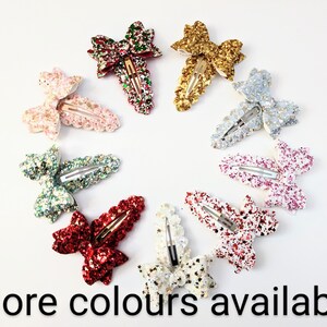 Christmas Rose Gold/pink Glitter Bow Snap Clip Glitter Hair - Etsy