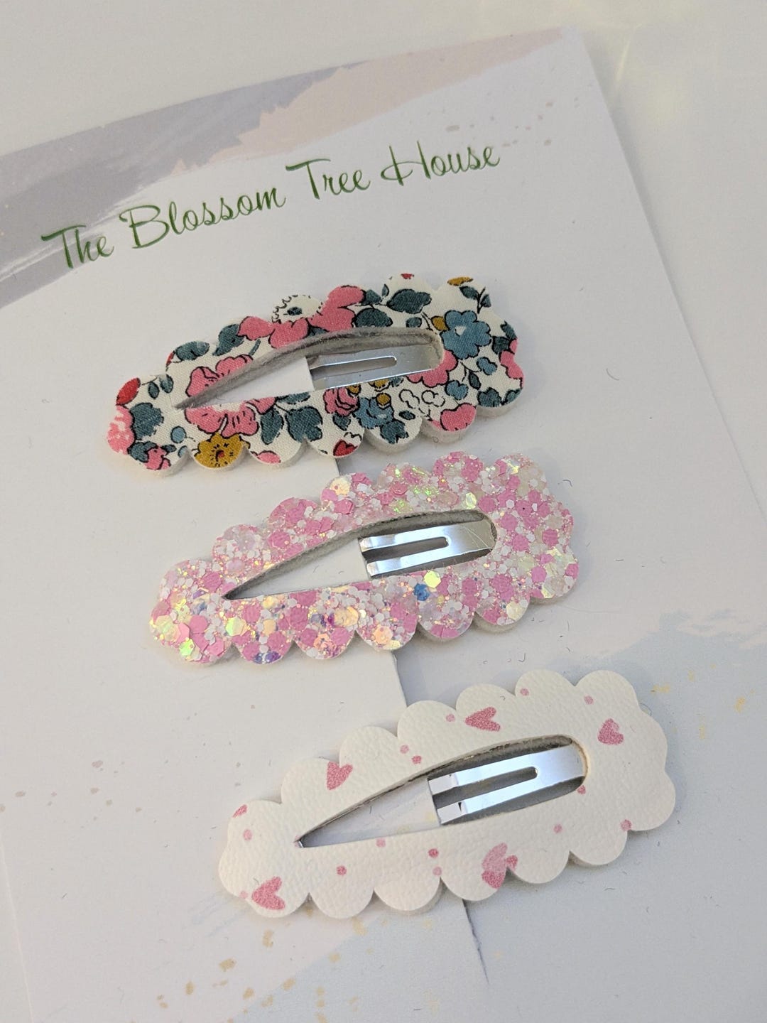 Beautiful Liberty of London Fabric Hair Clips: Snap Clip Set, Glitter ...