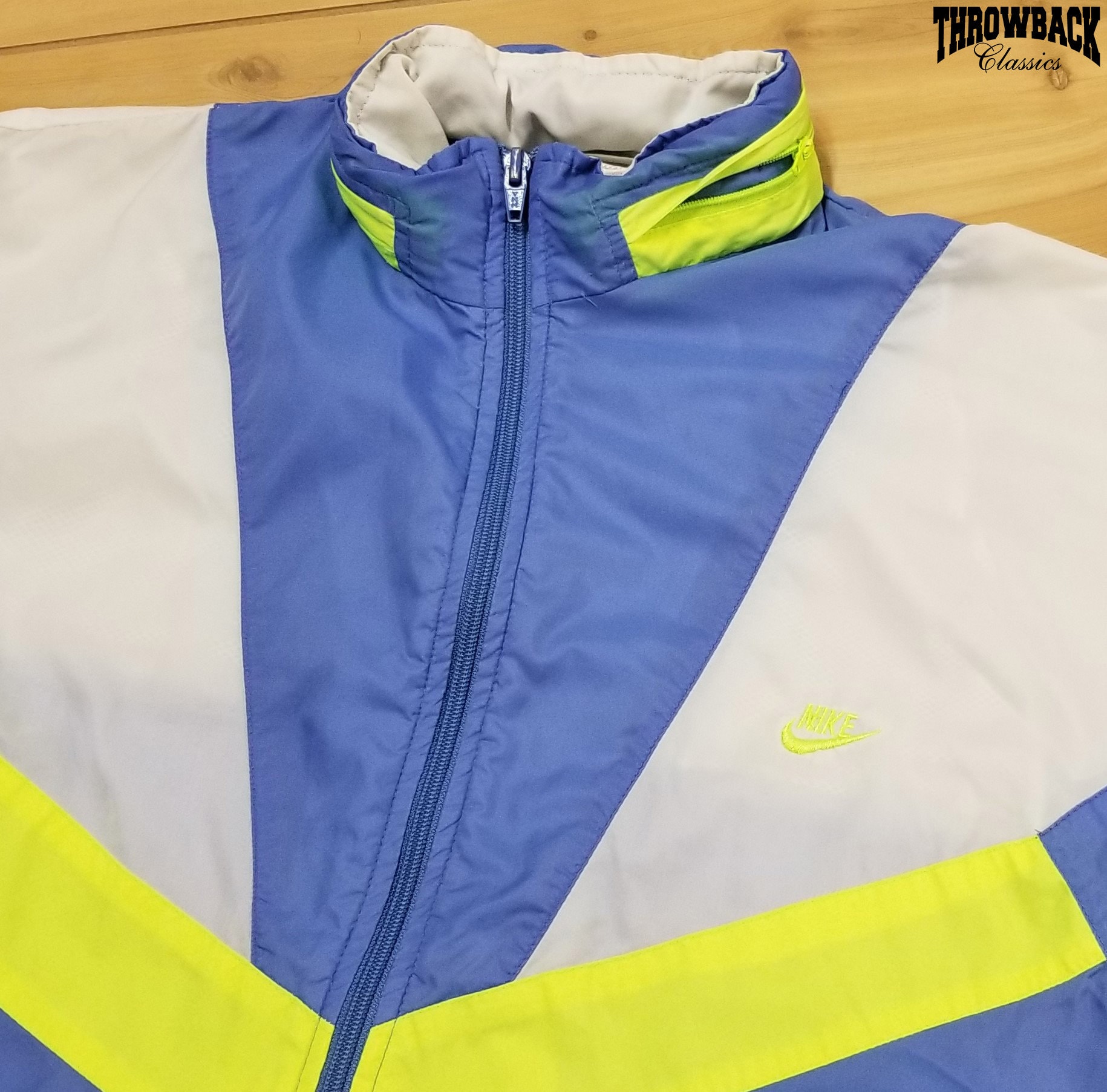 Vintage Nike 90s Neon Windbreaker Jacket Hidden Zip Hood Retro Logo ...