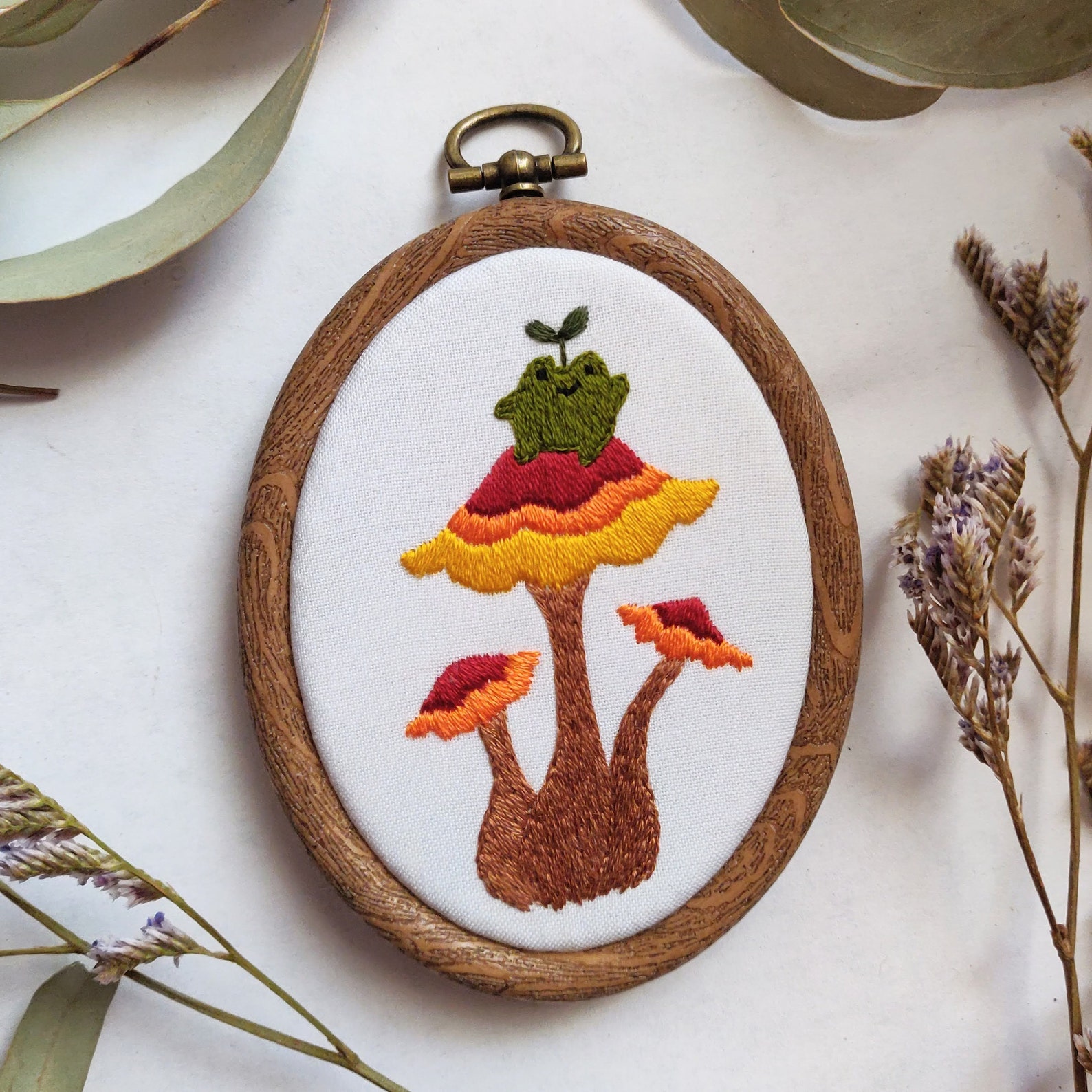 Toadstool Hand Embroidery Pattern Frog and Mushrooms - Etsy