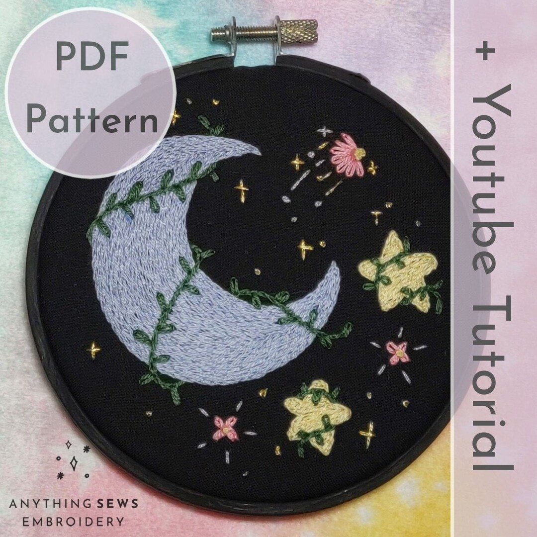 PDF Embroidery Pattern + Video Tutorial, Stitch Guide, Color Guide, for ...