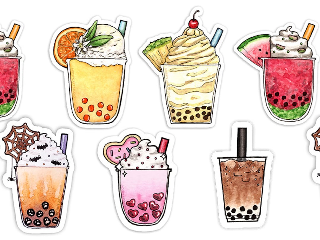 Boba Tea Stickers, Holiday Stickers, Waterproof Vinyl Sticker - Etsy