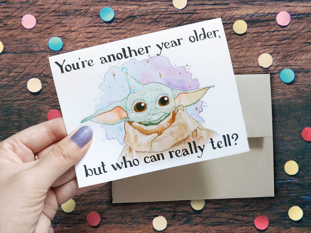 Baby Yoda Birthday Card (blank), Funny Star Wars Card, Baby Yoda Art - Etsy