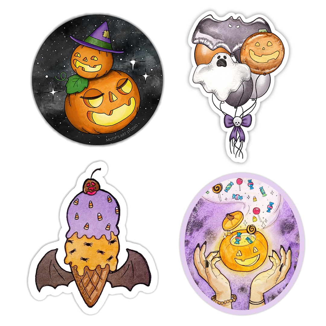 Halloween Stickers, Cute Pumpkins, Ice Cream, Witch Hands, Halloween ...