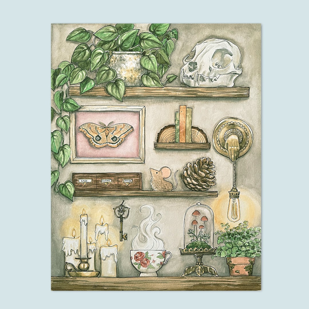 Oddities and Curiosities Art, "wall of Oddities" Watercolor Painting ...