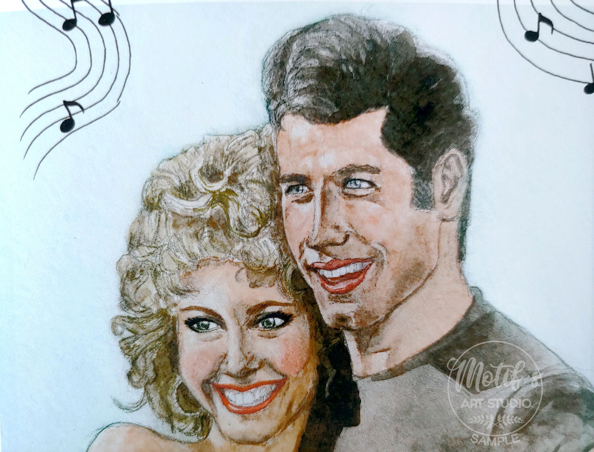 Grease Movie Card blank Watercolor Painting Romantic Love | Etsy