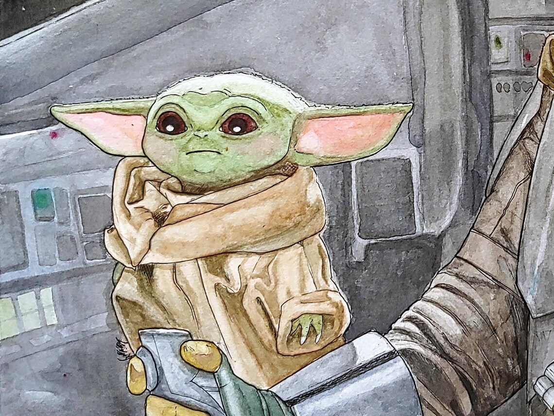 The Mandalorian Baby Yoda Star Wars Movie Poster: Art Print - Etsy