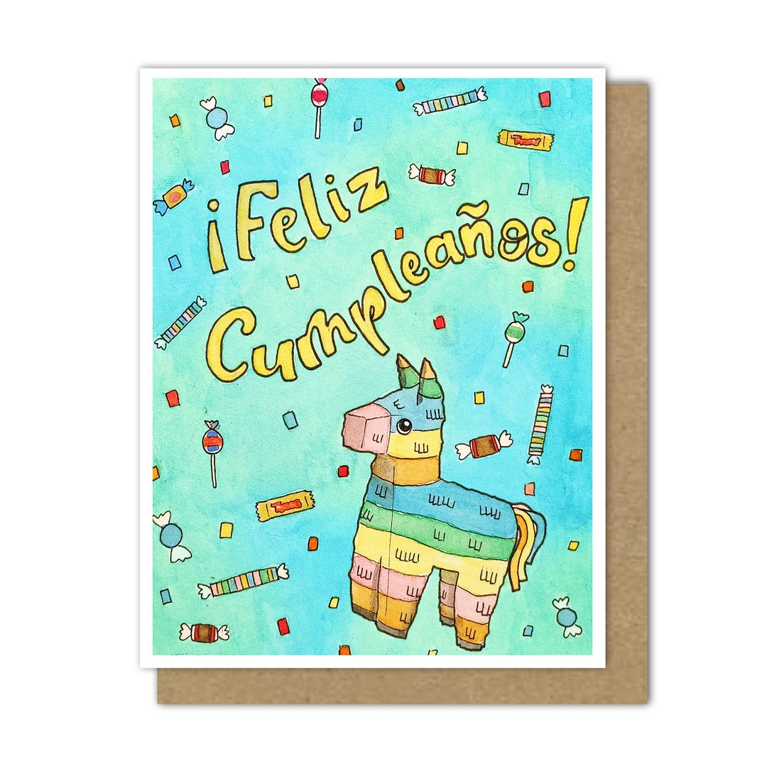 Piñata Birthday Card in Spanish (blank), Feliz Cumpleanos Card - Etsy