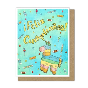 Piñata Birthday Card in Spanish (blank), Feliz Cumpleanos Card - Etsy UK