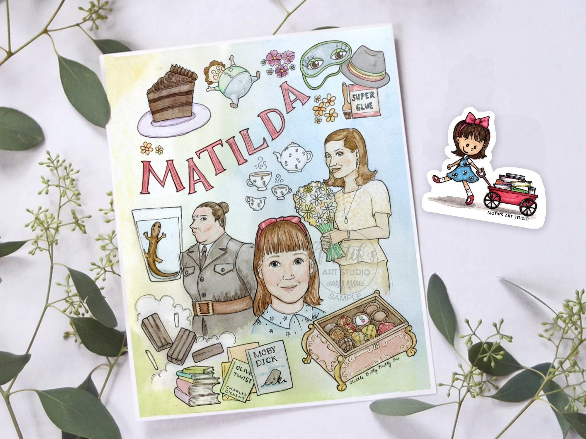 Matilda 1996 Art Print or Sticker Watercolor Painting - Etsy UK