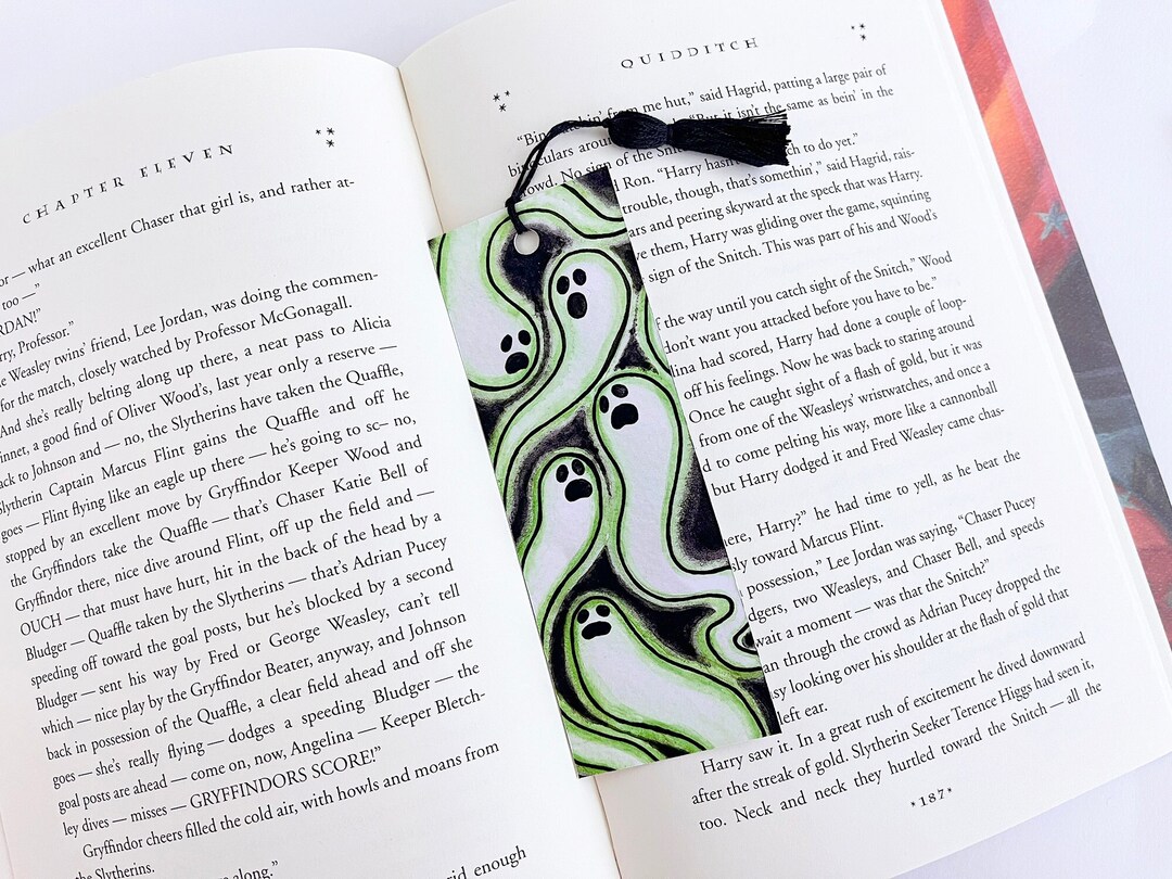 Ghost Bookmark With Tassel, Halloween Themed Bookmark With Black Tassel ...