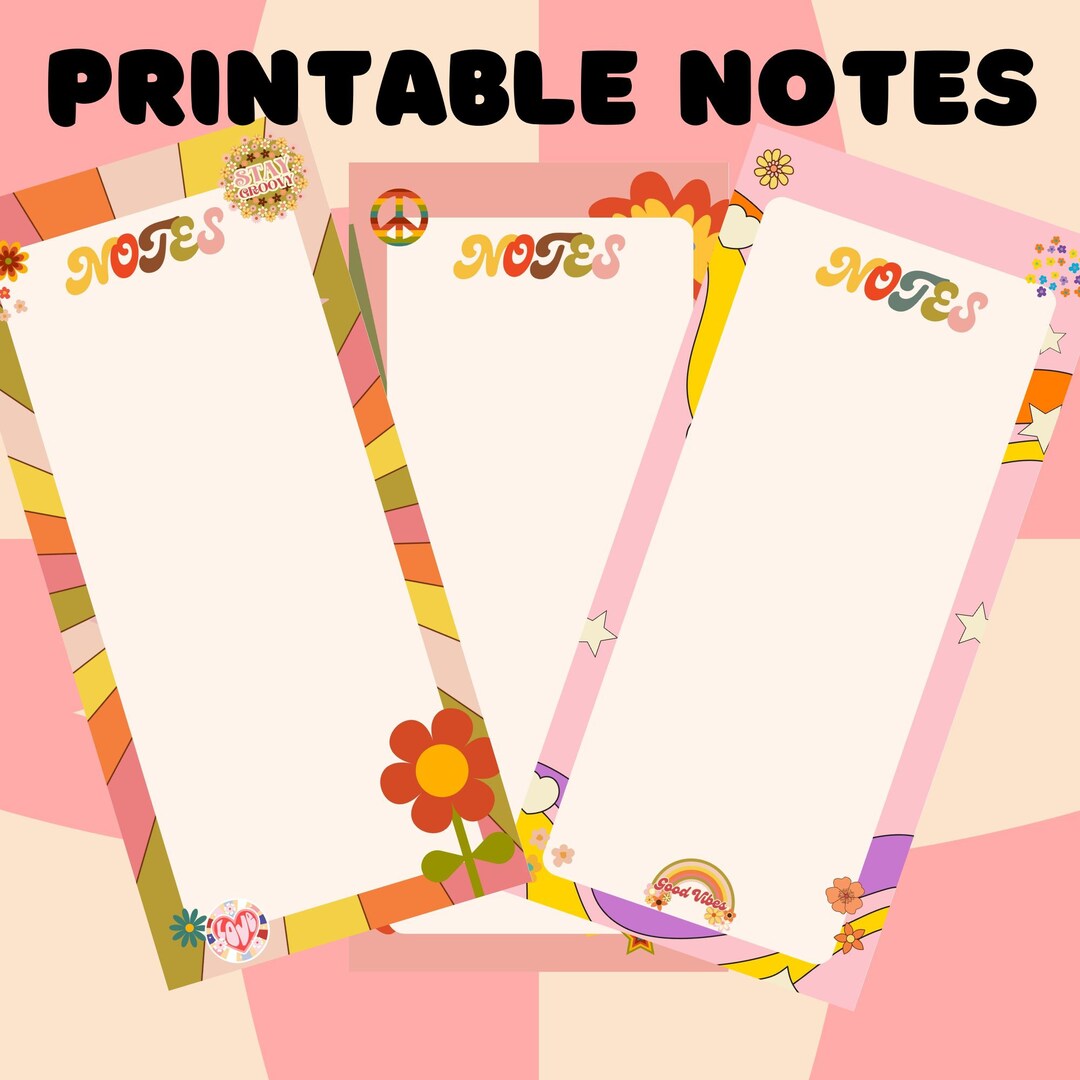 Printable Notes/ 60's Vibes Notes /4 Printable Notes - Etsy
