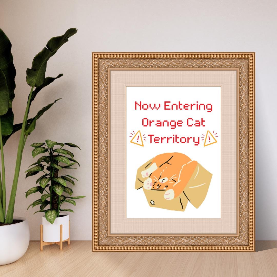 Funny Orange Cat Poster: Crazy Cat Warning Sign (digital Print - Etsy