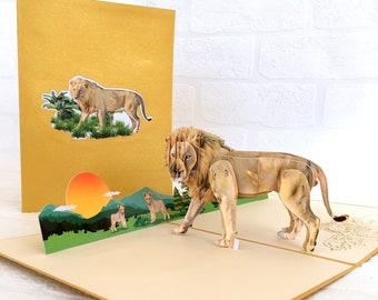 Pop up Lion Card - Etsy