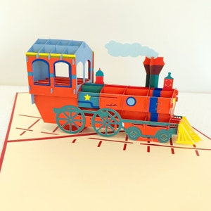 Red Steam Locomotive Pop up Card Pop up Train Card 3D - Etsy