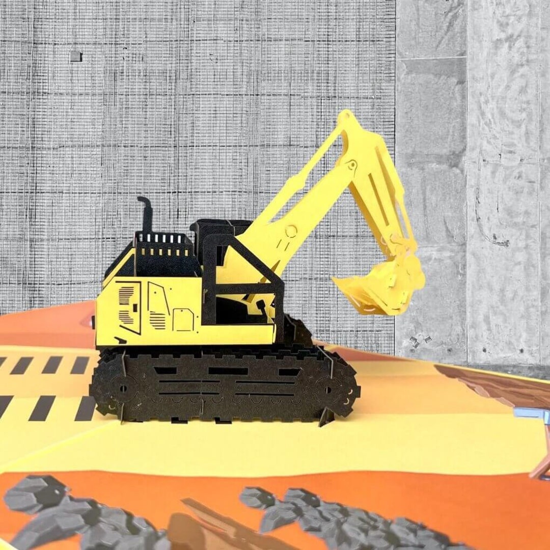 Excavator Digger Truck 3D Pop up Card - Etsy