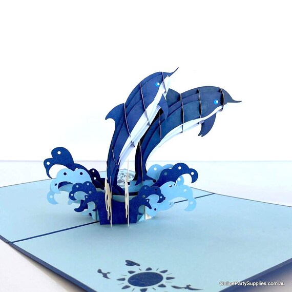Dolphin Gift Couple Dolphins Card Dolphin Pop Up Card Dolphin Card 3D ...