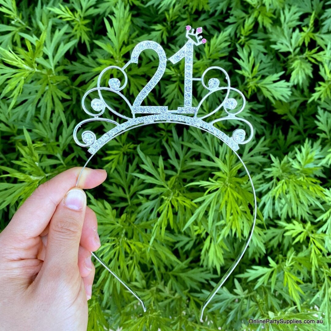 Silver Rhinestone 21 Birthday Tiara Happy 21st Headband - Etsy
