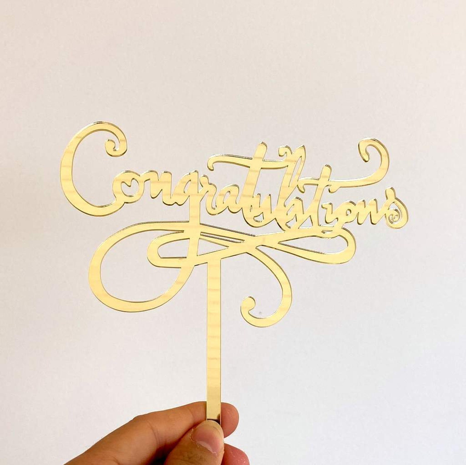 Congratulations Cake Topper Acrylic Gold Mirror Fcake Topper - Etsy