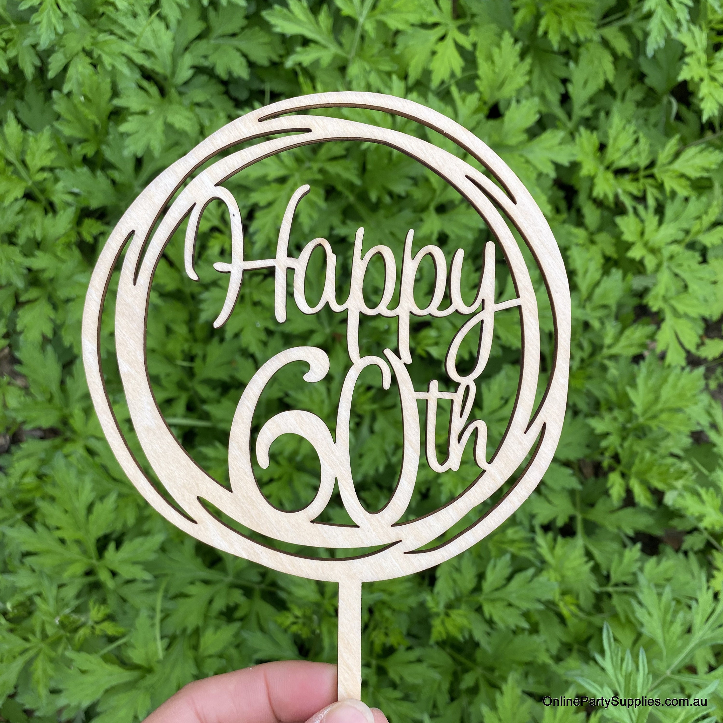 Wooden Happy 60th Cake Topper Geometric Circle Topper 60th - Etsy
