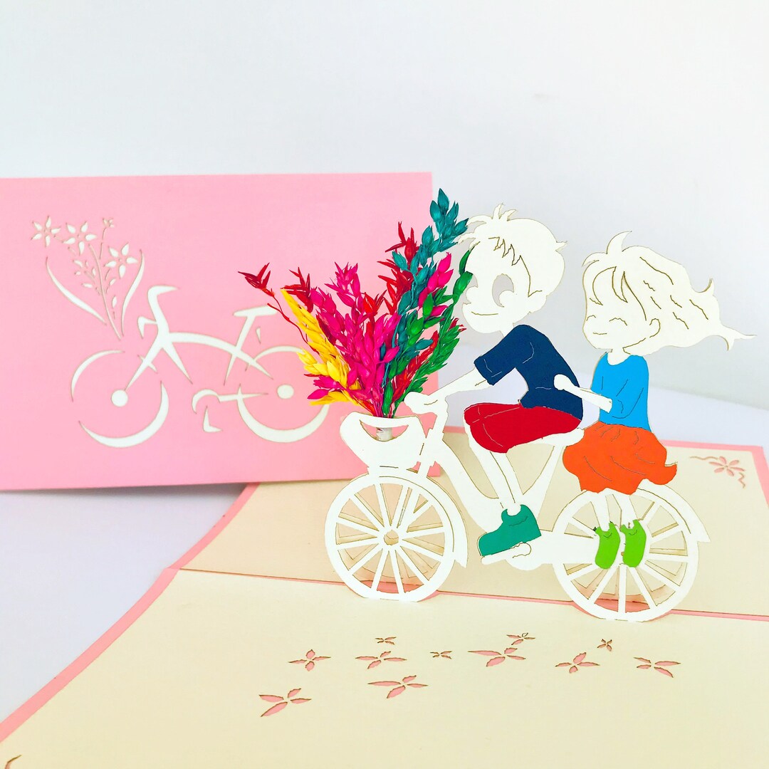 Happy Couple on Bicycle Pop up Card Pop up Birthday Cards - Etsy