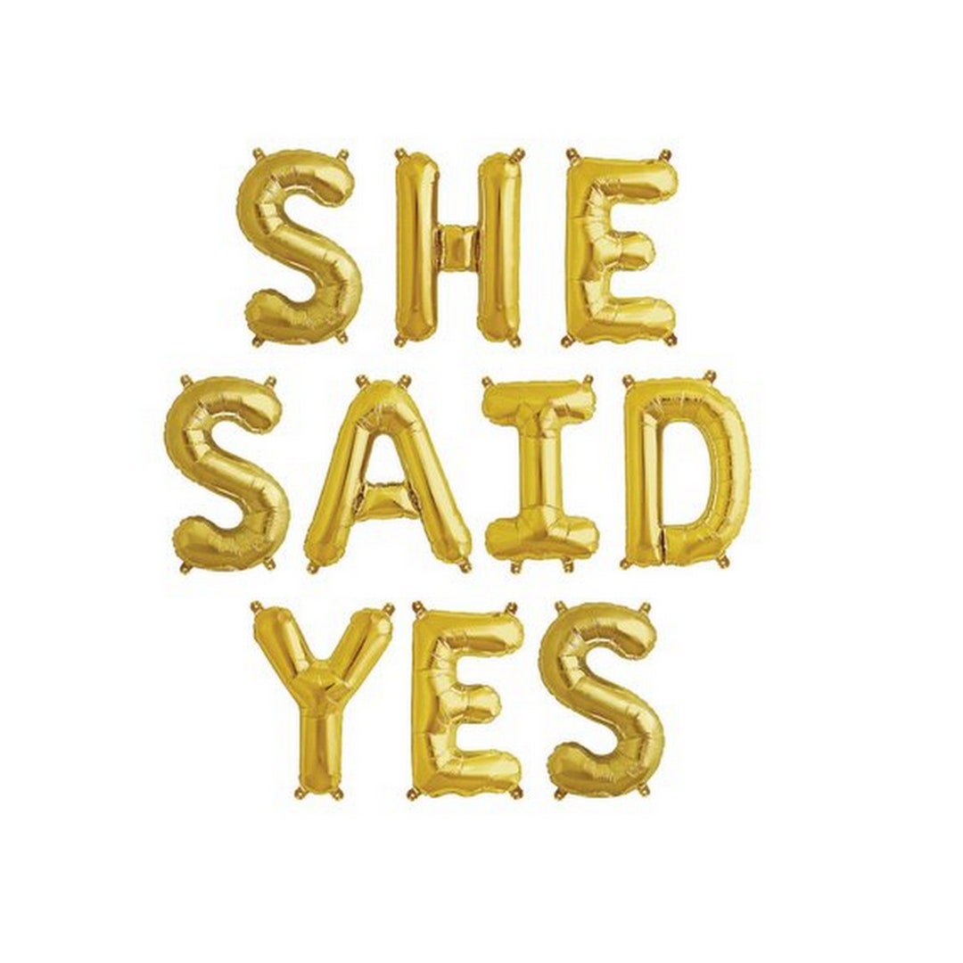 16 Gold 'SHE SAID YES' Foil Balloon Banner - Etsy