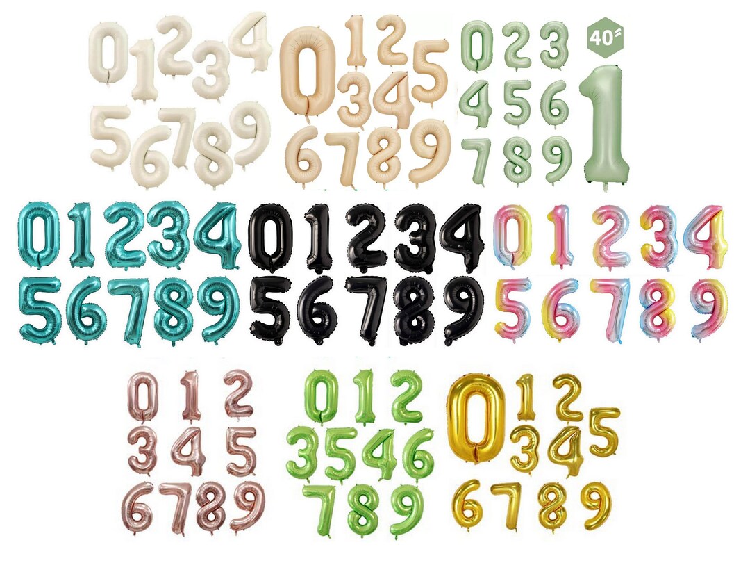 40in Jumbo Number Foil Balloon, 0-9 Number, Birthday Party, Wedding Decorations, Bridal Shower ...