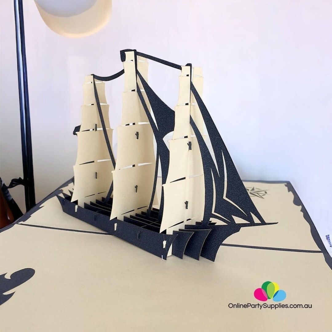 Blue White Sailing Boat Pop up Card, Pop up Birthday Card, 3D Special ...