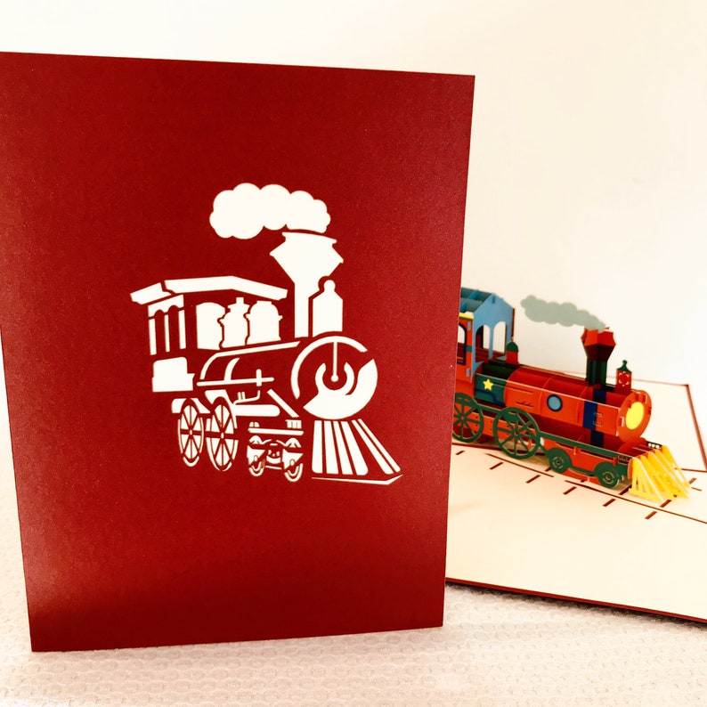 Red Steam Locomotive Pop up Card Pop up Train Card 3D - Etsy
