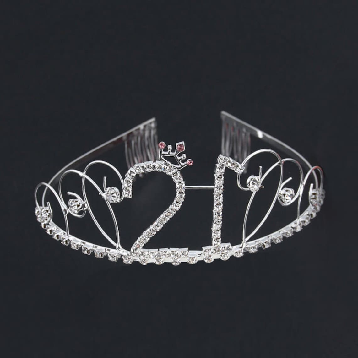 Silver Rhinestone 21 Birthday Tiara Happy 21st Headband - Etsy