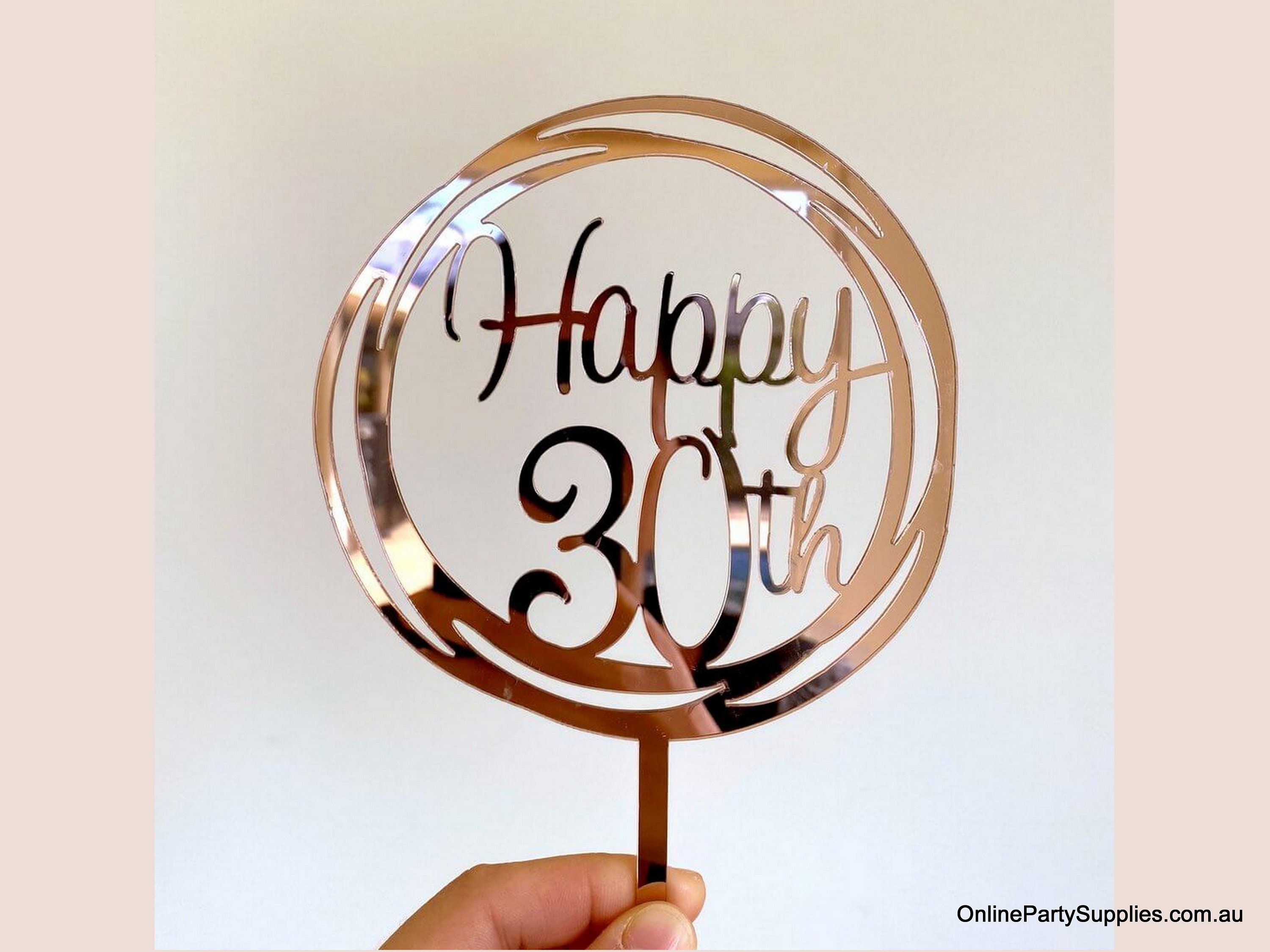 Rose Gold Mirror Topper Happy 30th Cake Topper Geometric | Etsy