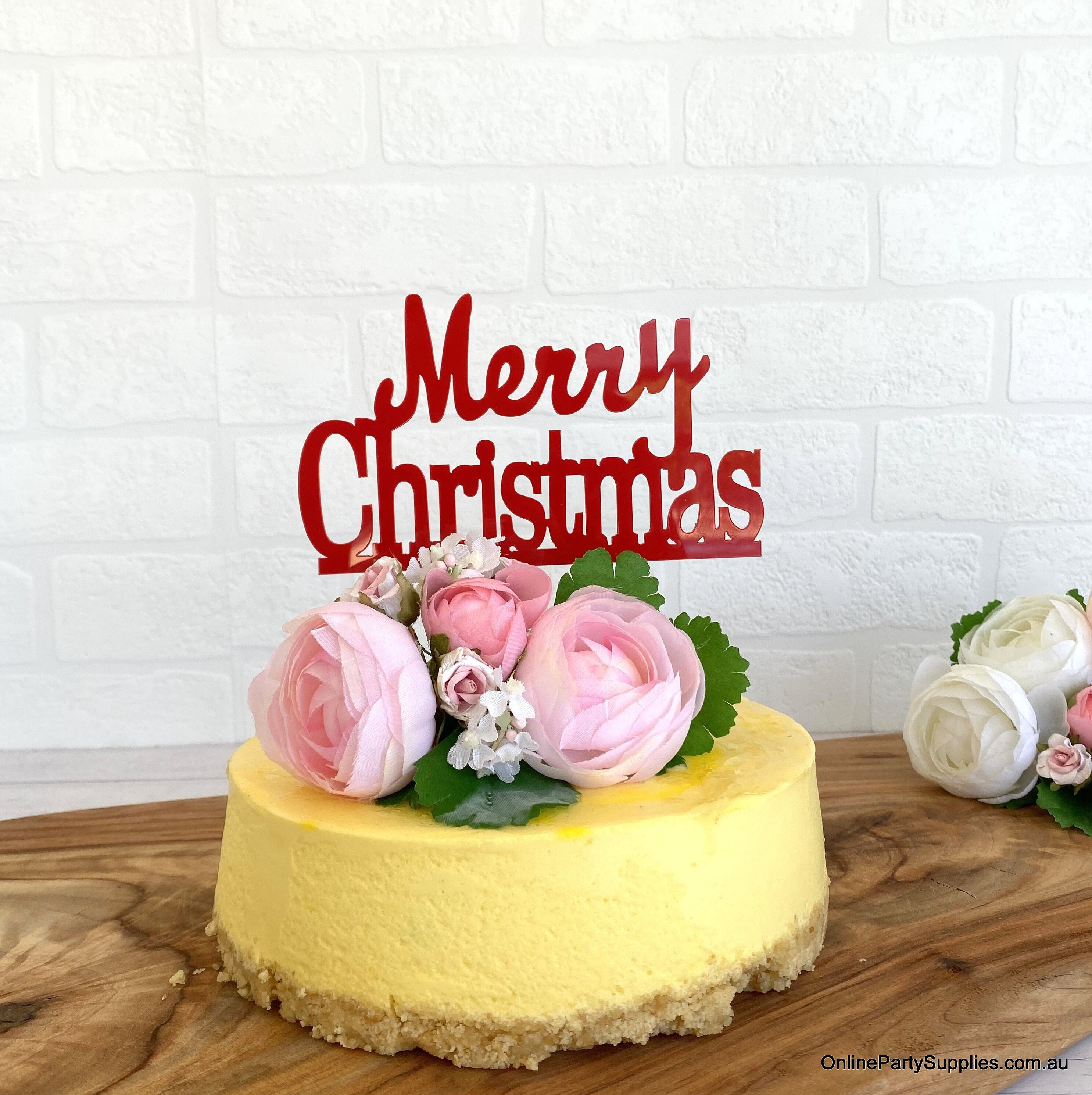 Merry Christmas Cake Topper Acrylic Matte Red Merry Xmas Etsy