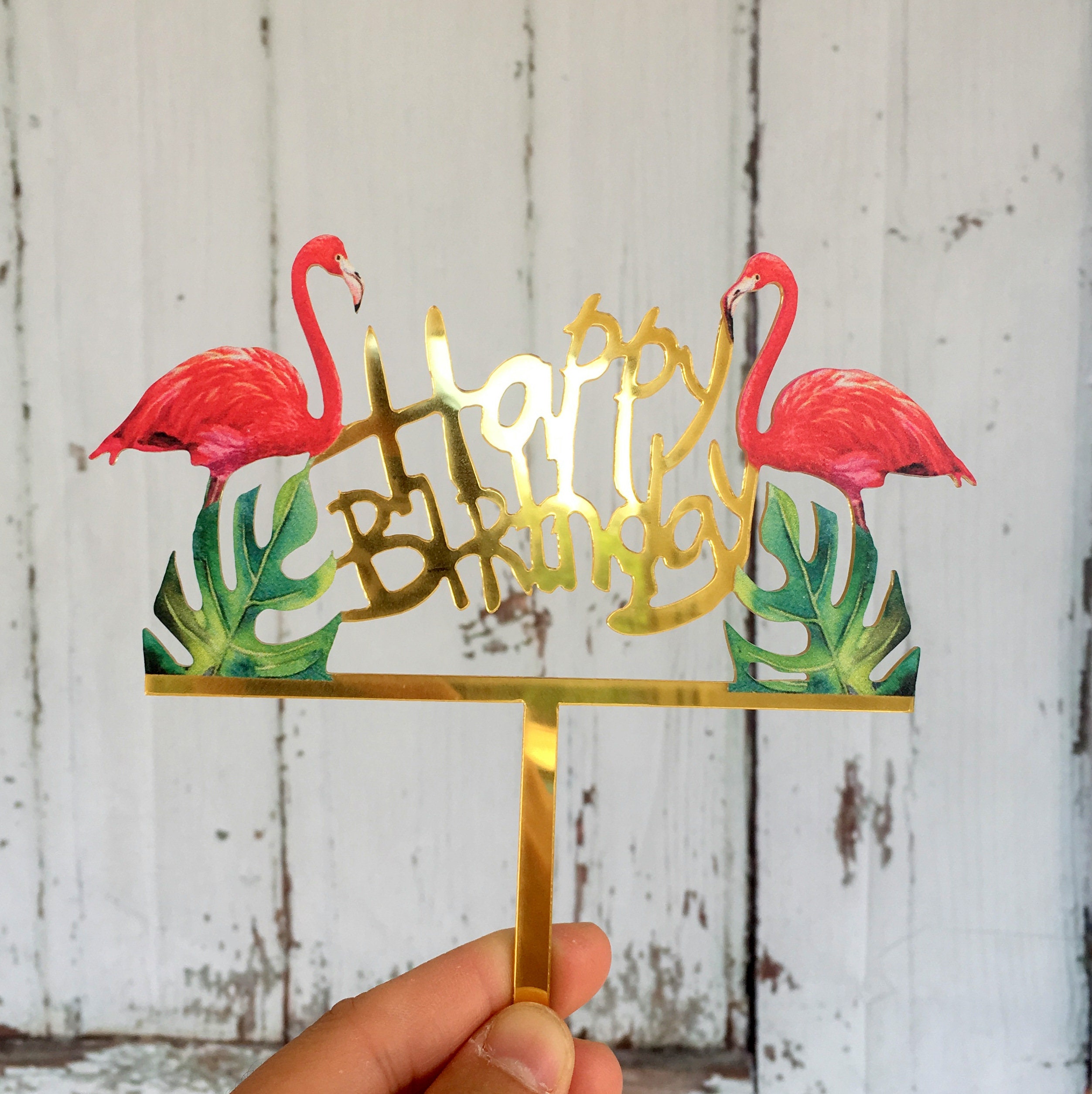 Double Flamingo Cake Topper / Flamingo Decor/ Acrylic Cake - Etsy