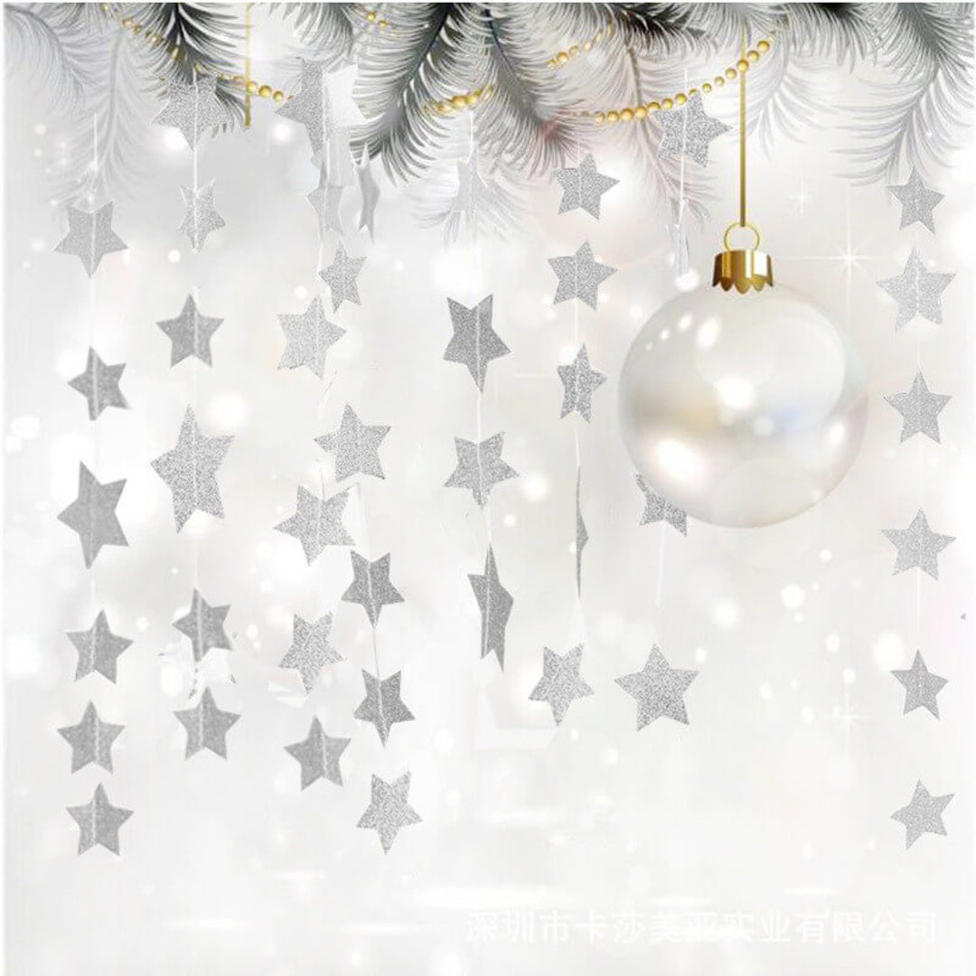 4m Silver Metallic Star Paper Garland Christmas Home Decor - Etsy