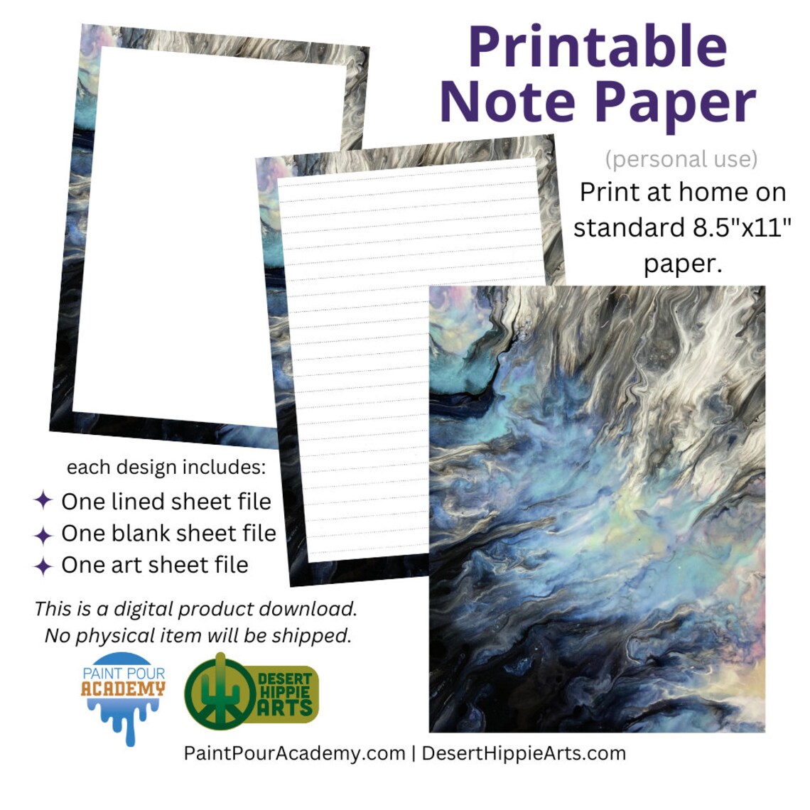 4 Sets Printable Note Paper | Download Scrapbook Paper | PRINTABLE ...