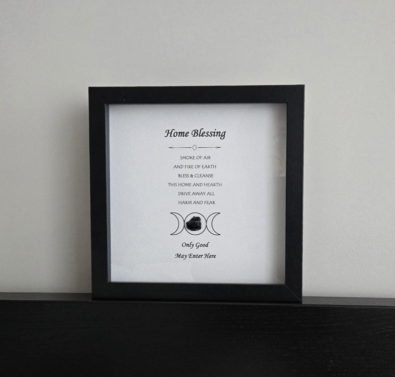 Old Pagan House Blessing Crystal Wall Art, 8.75"x 8.75" Black Wood ...
