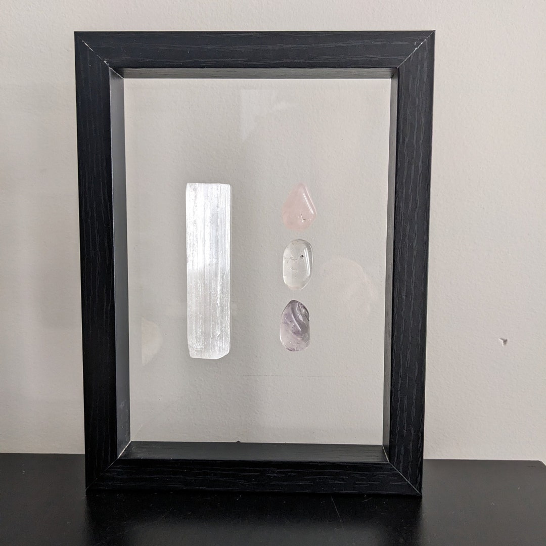 Peace and Harmony Shadow Box Floating Interior Decor, Genuine Tumbled ...